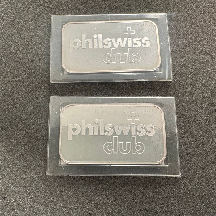 2 x 1 Unze Silber Barren philswiss fortlaufende Seriennummer (Gebraucht ...