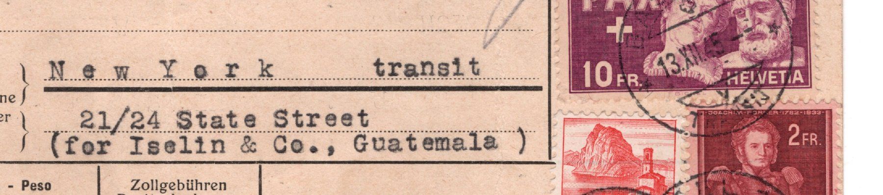 Top PAX ÜBERSEEFRANKTUR nach NEW YORK; RAR! ; Kat: 1500CHF++ (Gebraucht ...