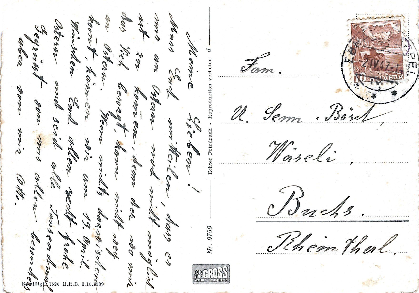 Ebnat - Ebnat-Kappel SG von Oben - 1947 (Gebraucht) in Flums für CHF 12 ...