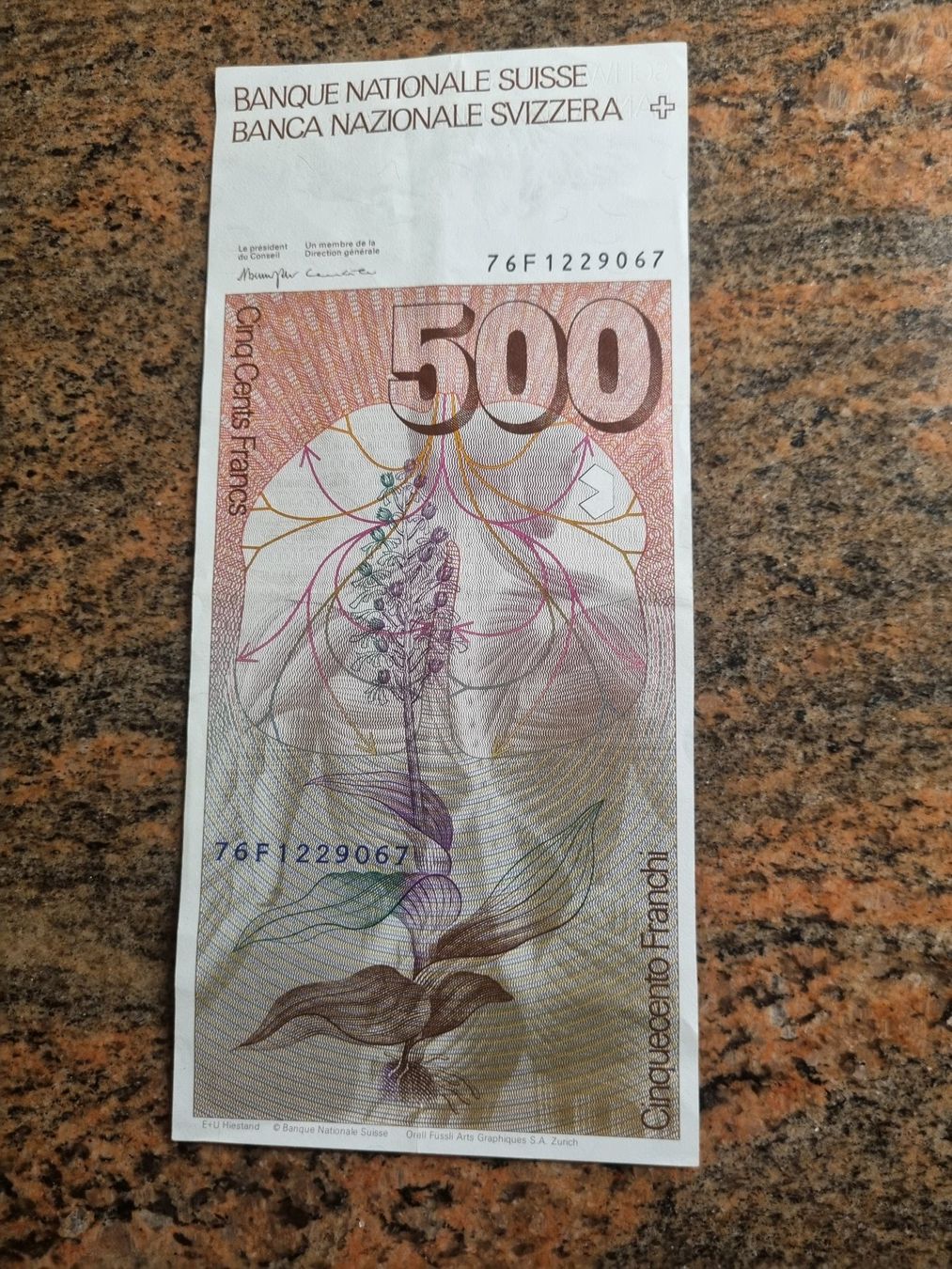 Schweizer 500-Franken-Note, 6. Serie, Jahrgang 1976. Selten! (Gebraucht ...