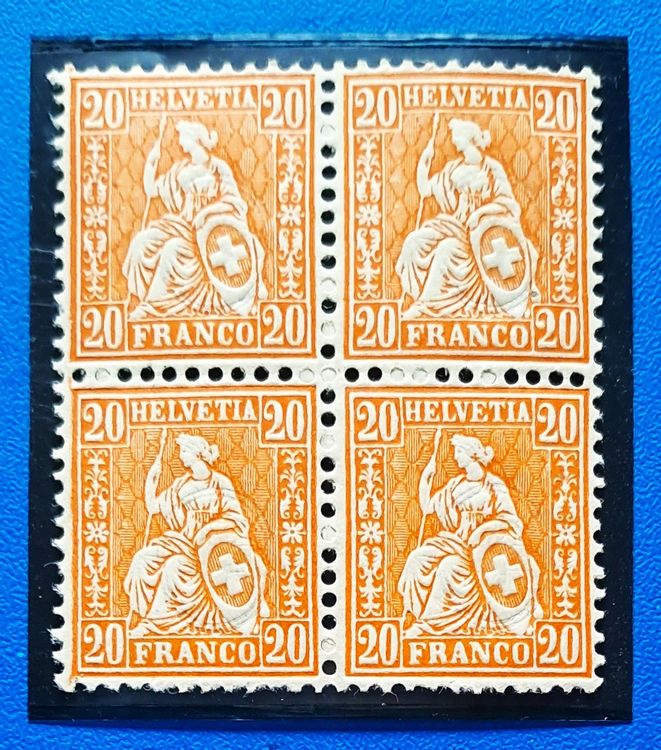 Sitzende Helvetia 1863 weisses Papier Nr. 32** Viererblock | Kaufen auf Ricardo