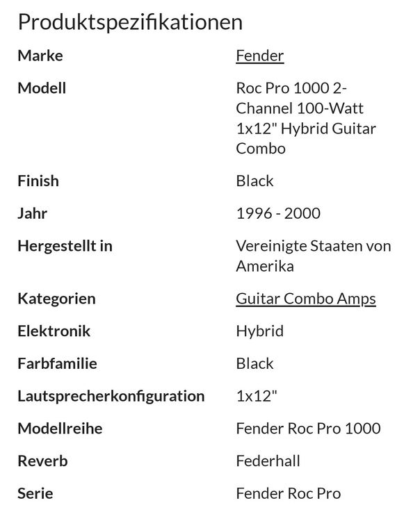 Fender 1000 Roc Pro Gitarrenverstärker | Kaufen auf Ricardo
