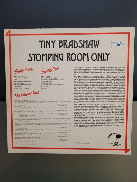 Tiny Bradshaw – Stomping Room Only Mono VG+*/NM (Gebraucht) in Lausen ...