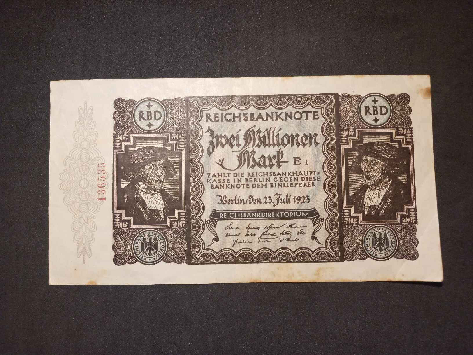 Reichsbanknote Zwei Millionen Mark, Berlin 1923 (Gebraucht) in ...