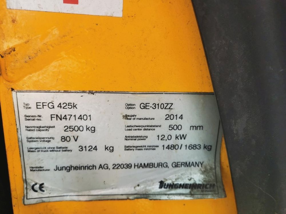 Jungheinrich EFG425K Elektro 4 Rad-Stapler mit Ballenklammer (Gebraucht ...