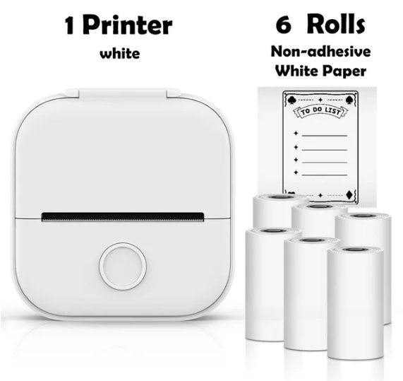 Portable Wireless Mini Printer White 6 Rollen nicht klebend (Neu und ...