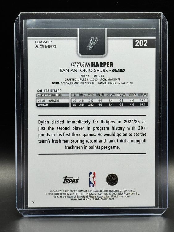 Cooper Flagg Dylan Harper VJ Edgecombe Base Topps 2025 NBA (Gebraucht ...