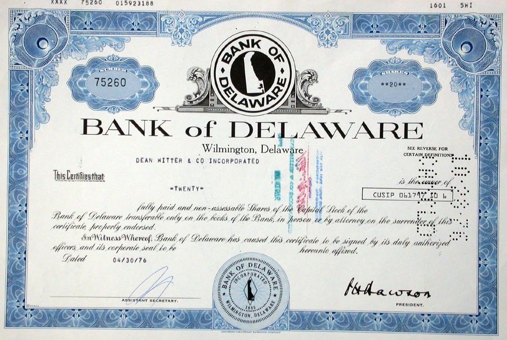 Bank of Delaware - 1976 (Gebraucht) in für CHF 5 – mit Lieferung auf ...