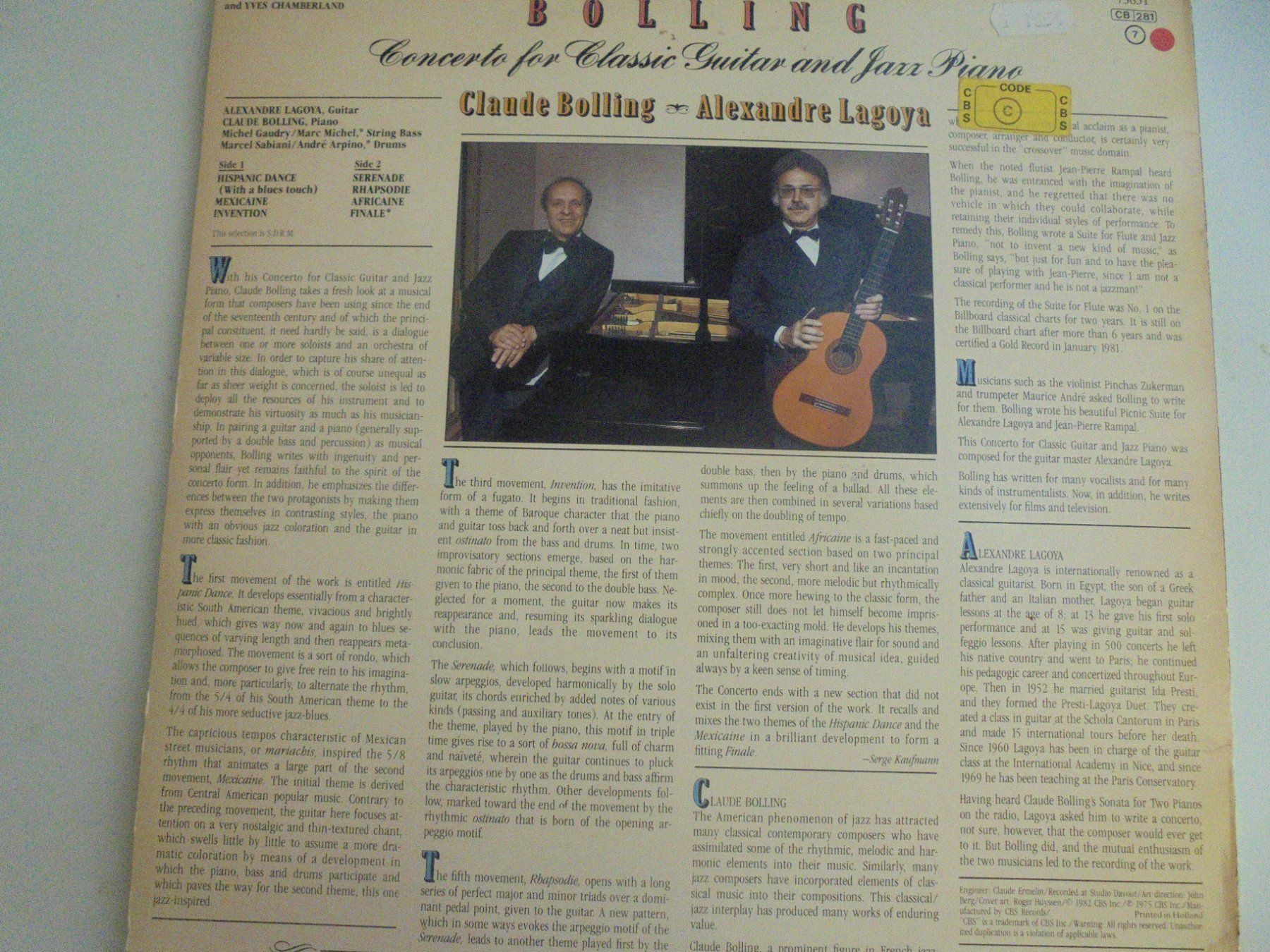 Claude Bolling + Alexandre Lagoya " Concerto for classic..." (D ...