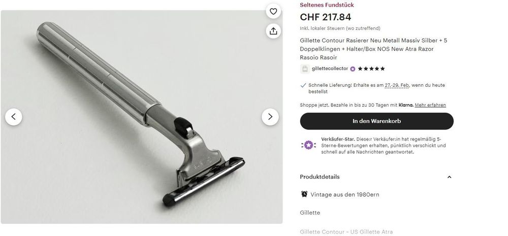 Gilette Contour Retro Rasierer mit silbernen Griff | Kaufen auf Ricardo