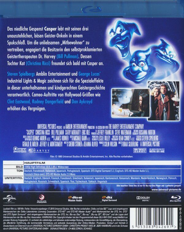 Casper (1995) Bill Pullmann/Christina Ricci/Eric Idle/BD (Neu (gemäss ...