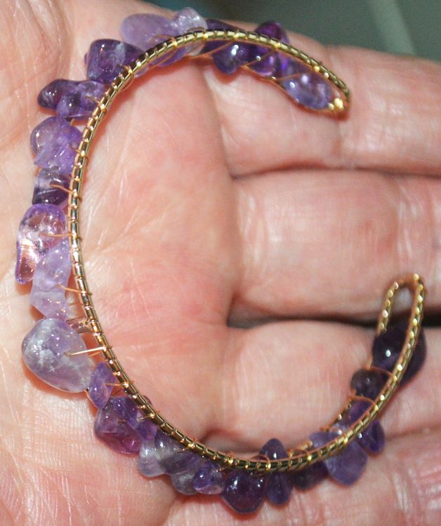 Armreif B-1553 – Amethyst mit Kupfer Draht – Innendurchm.5,7 (Neuf avec emballage d'origine) à ...