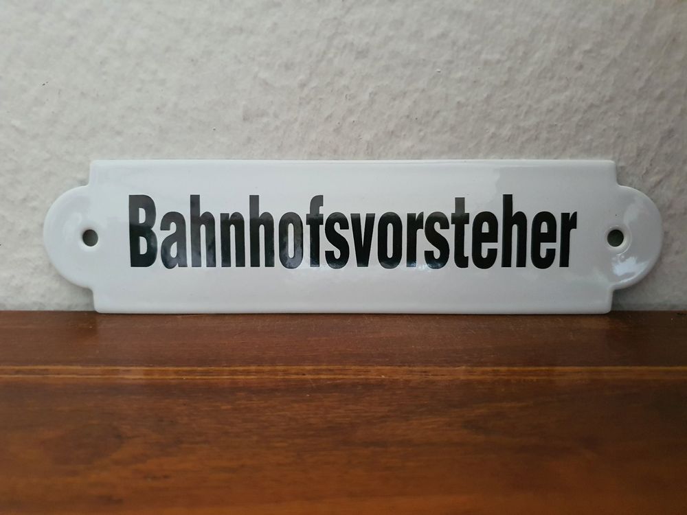 Emailschild Bahnhofsvorsteher Zug Bahn Tram Emaille Schild (Neu (gemäss Beschreibung)) in ...