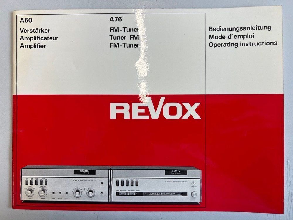 Revox Bedienungsanleitung A50 / A76, D/F/E (Gebraucht) in Bazenheid für CHF 8 – mit Lieferung ...