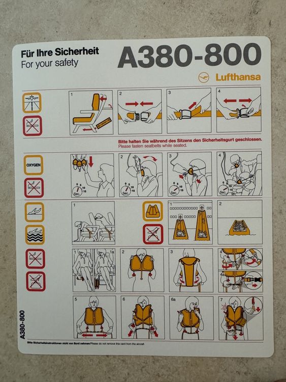 Safety Card Lufthansa A380-800 Sicherheitskarte, selten! (Gebraucht) in ...