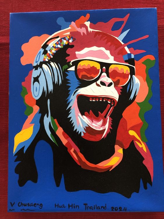 Lucky Monkey Acryl auf Leinwand | Kaufen auf Ricardo