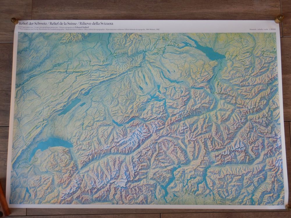 Ed. Imhof: Relief der Schweiz 1:300'000 (als Poster, plano) (Gebraucht ...