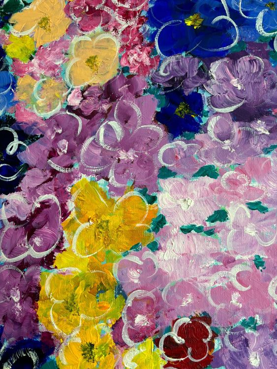 Abstrakt Gemälde - Acrylbild mit Blumenmotiven | Kaufen auf Ricardo