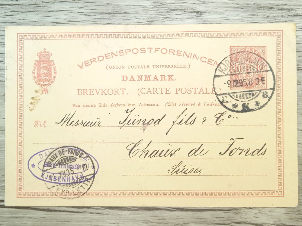 TR66 Carte Postale + Timbre Danmark 1895 (Gebraucht) in Cousset für CHF ...