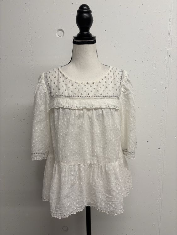 Velvet Boho Bluse Gr. S weiss Baumwolle Spitze Kurzarm (Gebraucht) in ...