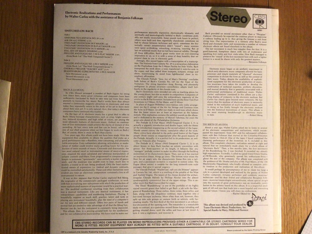 WALTER CARLOS, Switched on Bach, LP, 1968 (Gebraucht) in Steinach für ...