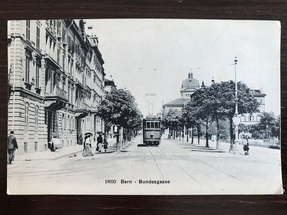 Bern BUNDESGASSE BUNDESHAUS BELEBT TRAM / STRASSENBAHN 1908 | Kaufen auf Ricardo