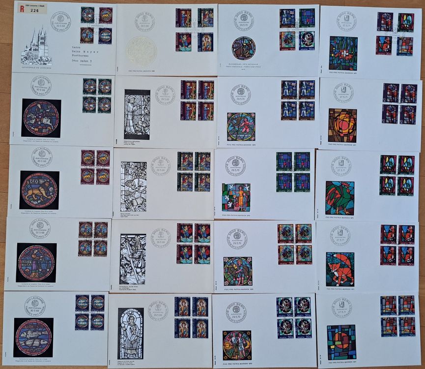 PP 1968-71, 21 Briefe, jeweils Satz und Viererbl., ET-gest. (Gebraucht) in Turgi für CHF 1 – mit ...