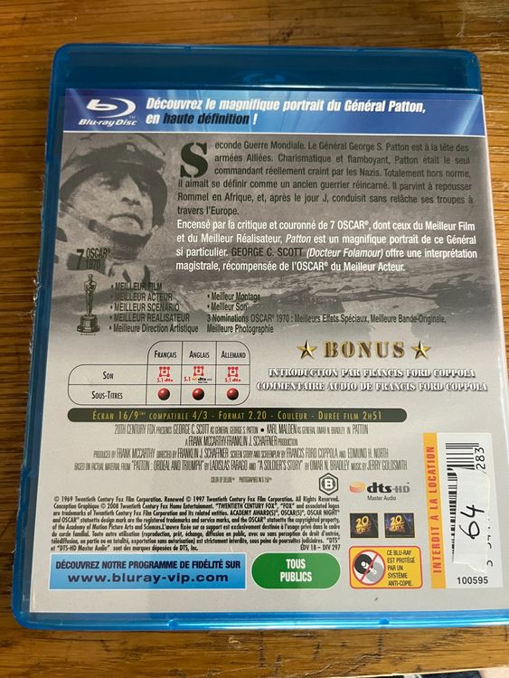 Patton (1969, George C. Scott, Blu-ray, Guerre) (D'occasion) à Vevey pour CHF 8 – avec livraison ...
