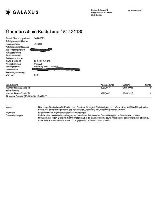 Hammer Fitness Cardio T3 Heimtrainer (Gebraucht) in Brugg AG für CHF ...