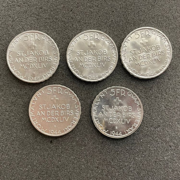 5 Stück 5 Franken Silber St. Jakob 1944 (Gebraucht) in Reitnau für CHF 72 – mit Lieferung auf ...