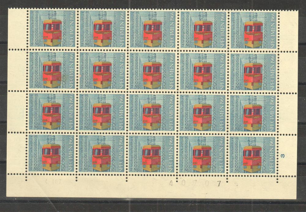 🇨🇭Probedruck 1966 Locomotive - Block of 20 dummy stamps | Comprare su ...