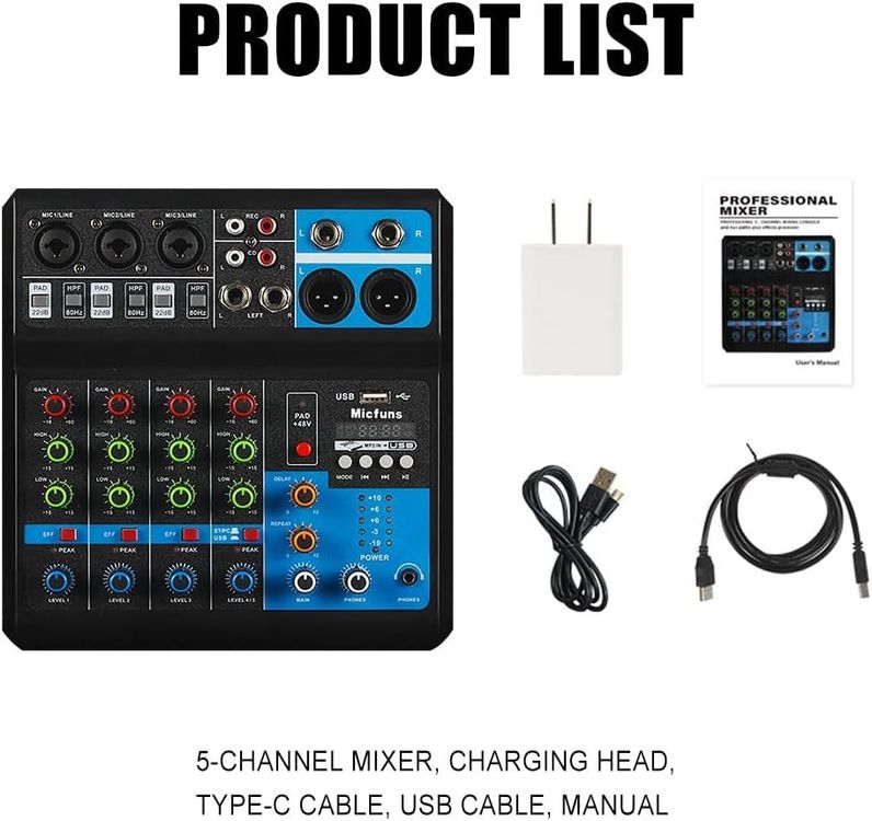Mini Audio DJ Mixer Soundboard Konsolensystem Bluetooth 48V (Neu und originalverpackt) in ...
