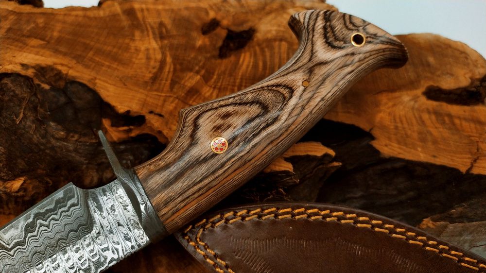 Top 1A schönes Damast Messer Knife echter Faltenstahl Sport (Neu und ...