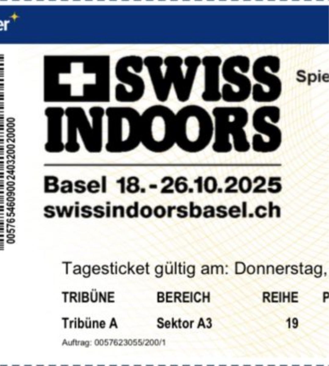 Swiss Indoors Basel 2025 - Ticket für Donnerstag, Top Platz! (Neu ...