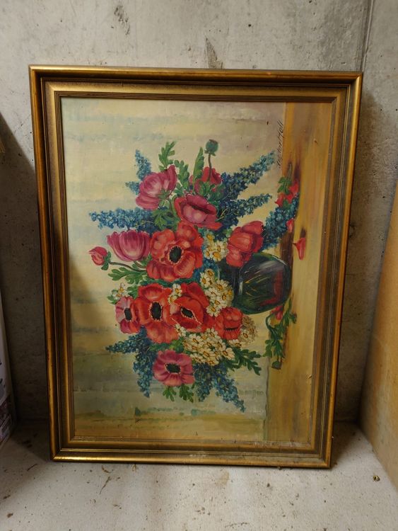 Blumenbild Mohnblumen Gemälde Vintage Retro Landhausstil (Gebraucht) in Pfeffikon LU für CHF 50 ...