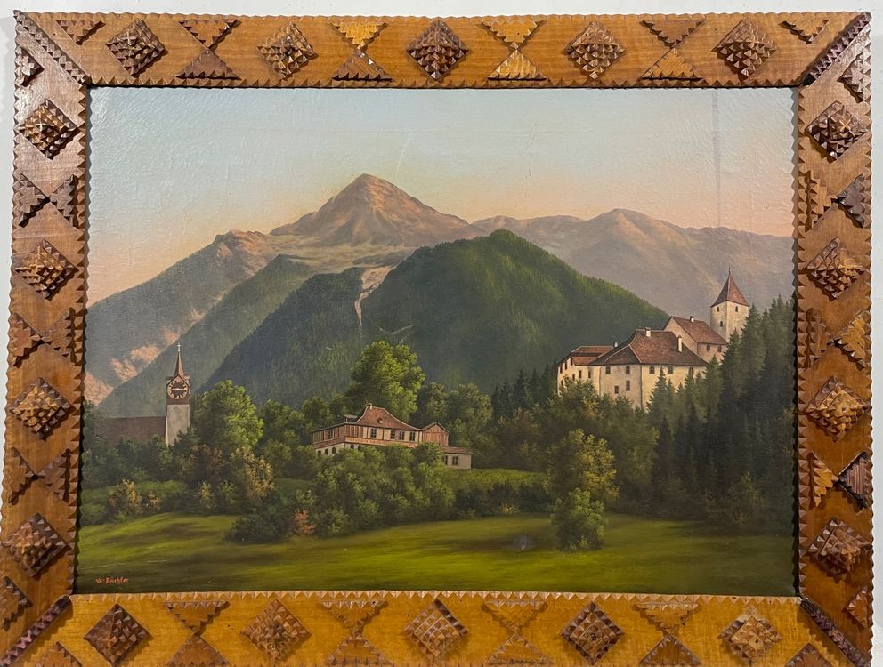 Anblick auf Wimis Niesen grosses faszinierendes Gemälde (Gebraucht) in Root für CHF 85 – mit ...