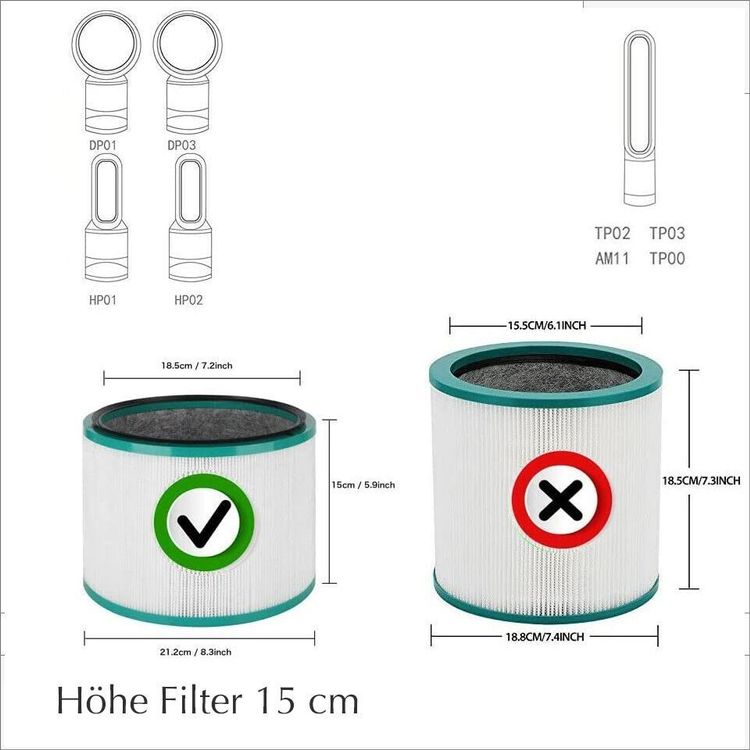 Hepa Filter für Dyson Pure Hot HP00 HP01 HP02 HP03 DP01 DP03 (Neu und originalverpackt) in ...