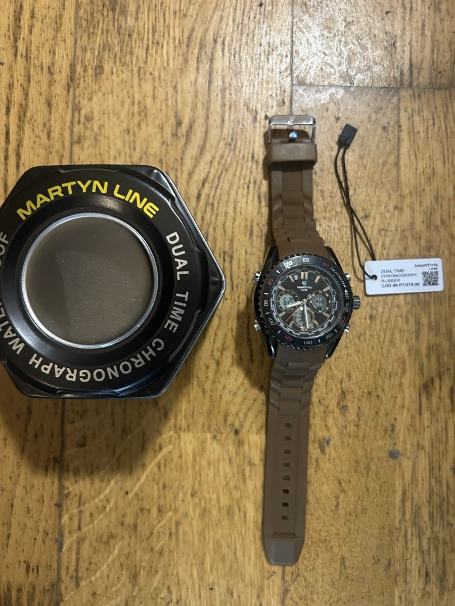 Montre MARTYN LINE Dual Time Chronograph – bracelet marron. (Neuf avec ...