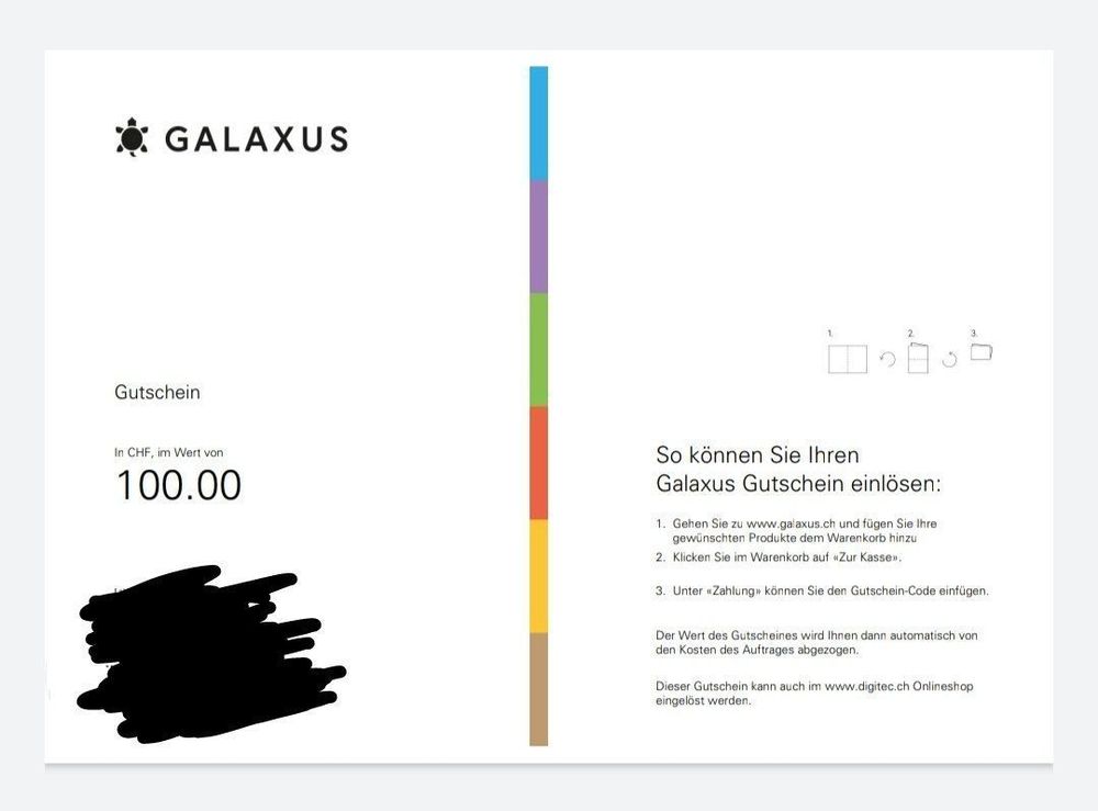 Digitec Galaxus Gutschein 100.- (Neu (gemäss Beschreibung)) in Zürich ...