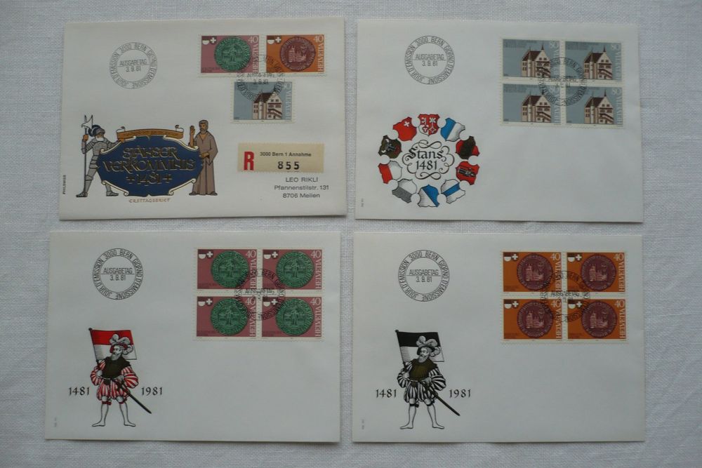 1981 Stanser Verkommnis 4 FDC Satz & 4er-Blocks SBK 660-662 | Kaufen ...