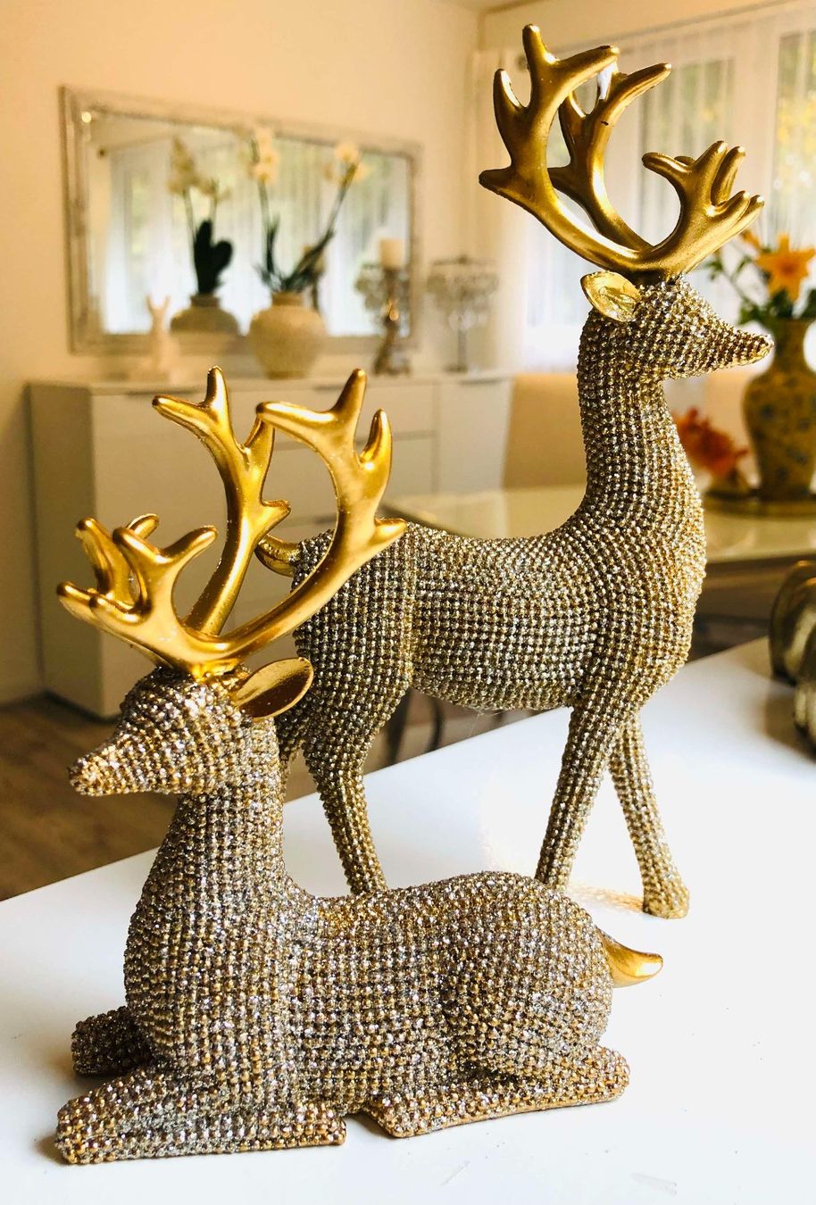 EINZELSTÜCK SONDERPREIS ‼️ 2x Hirsch 🦌 Figur Gold Glanz (Neu und ...