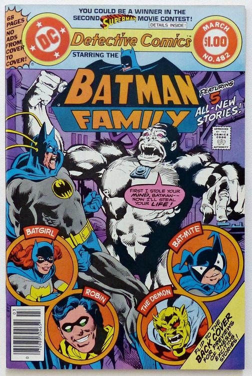 BATMAN DETECTIVE COMICS #482 DEMON BATGIRL 68 PAGE DC 1979 (Gebraucht ...