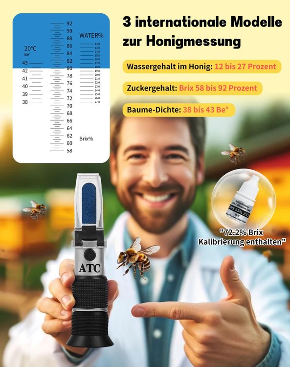 Honigtester mit ATC Honey Refractometer refraktometer honig (Neu ...