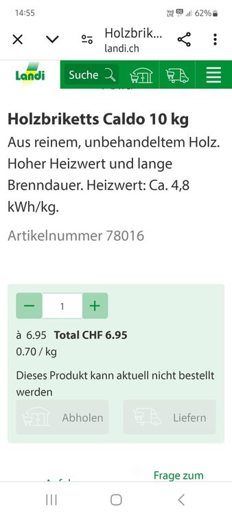 Holzbriketts Caldo (Neu (gemäss Beschreibung)) in Rehetobel für CHF 300 – nur Abholung auf ...