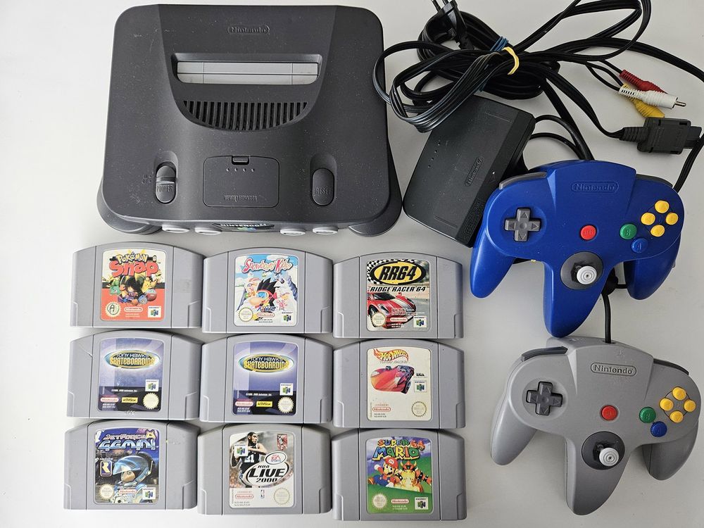 Konsole Nintendo 64, 2 Kontrollers und 9 N64 Spiele (Gebraucht) in ...