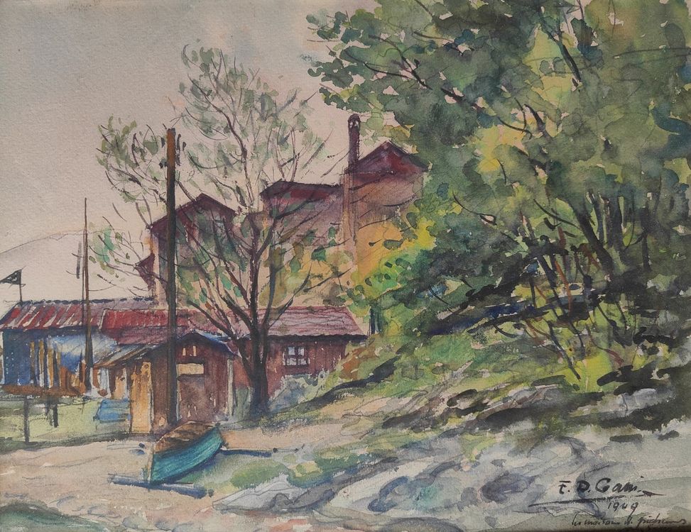 Aquarelle signée "maison de pêcheurs" lac de Neuchâtel (Gebraucht) in Tramelan für CHF 50 – mit ...