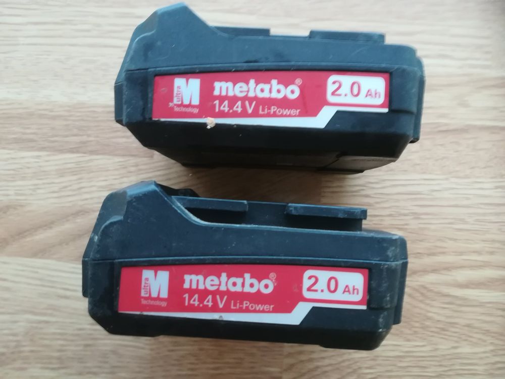 2 Akkus Metabo 14.4VLi Power 2.0 Ah für BS 14.4 Li Schrauber (Gebraucht ...