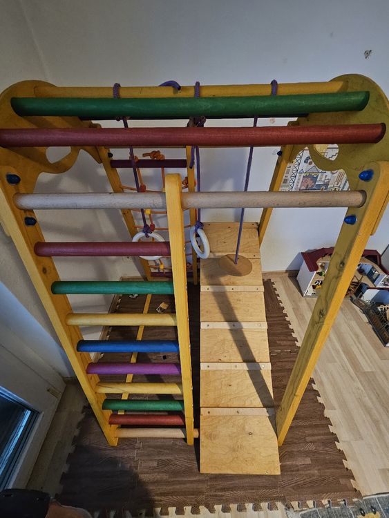 Ryna Gym wooden climber Kids Wall Bars, Net, Rings, Slide (Gebraucht ...