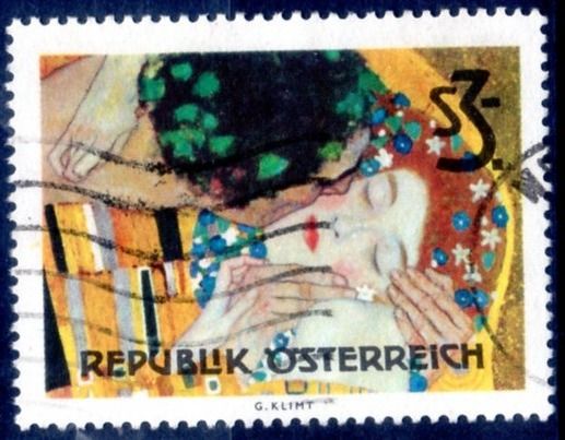 ÖSTERREICH 1964 GUSTAV KLIMT DER KUSS BRIEFMARKE GESTEMPELT (Gebraucht ...