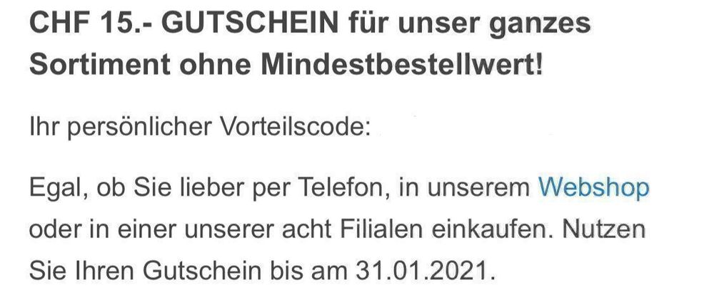 Gutschein Lehner Versand, Wert Fr. 15.00 | Kaufen auf Ricardo